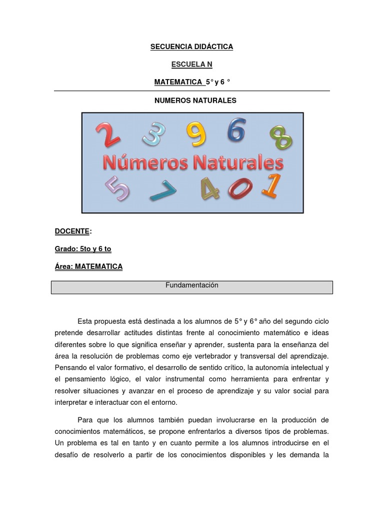 Matematica Secuencia - Numeros Enteros | PDF | Aprendizaje | Pensamiento