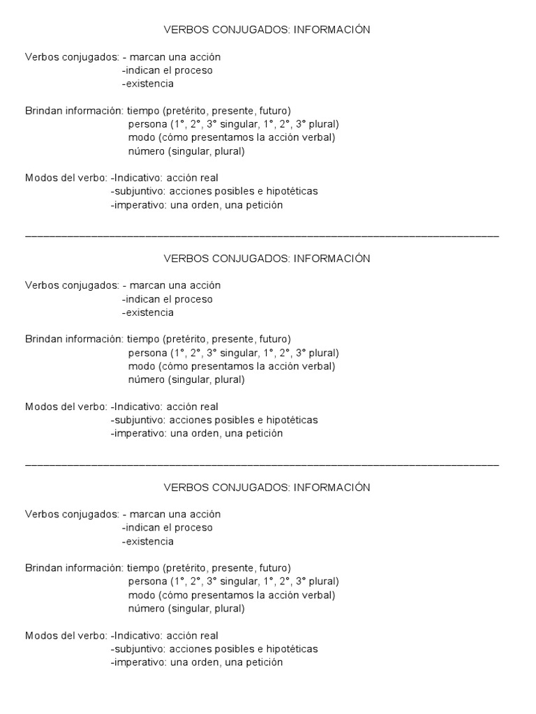 Verbos Conjugados - Información | PDF