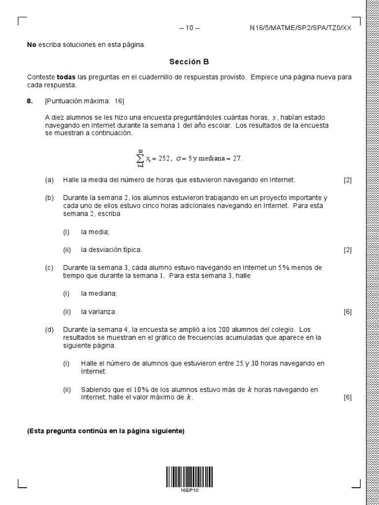 Mathematics Paper 2 SL Spanis Tarea | PDF