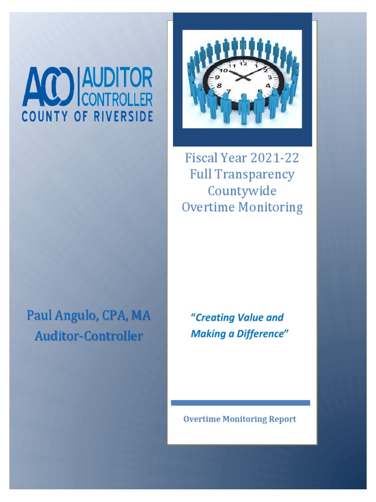 Riverside County Auditor-Controller Report On FY 2021/22 Overtime ...