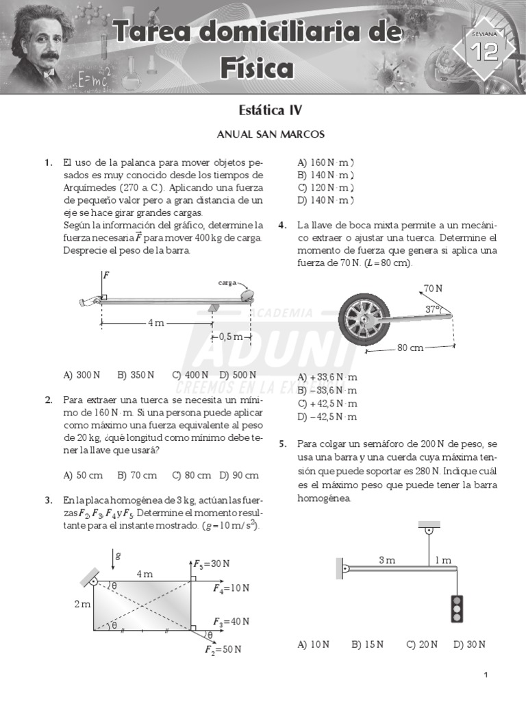 Estática IV: Anual San Marcos | PDF | Masa | Ingeniería mecánica