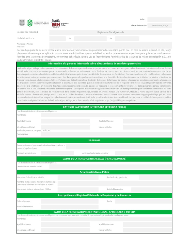 Registro de Obra Ejecutada MH | PDF