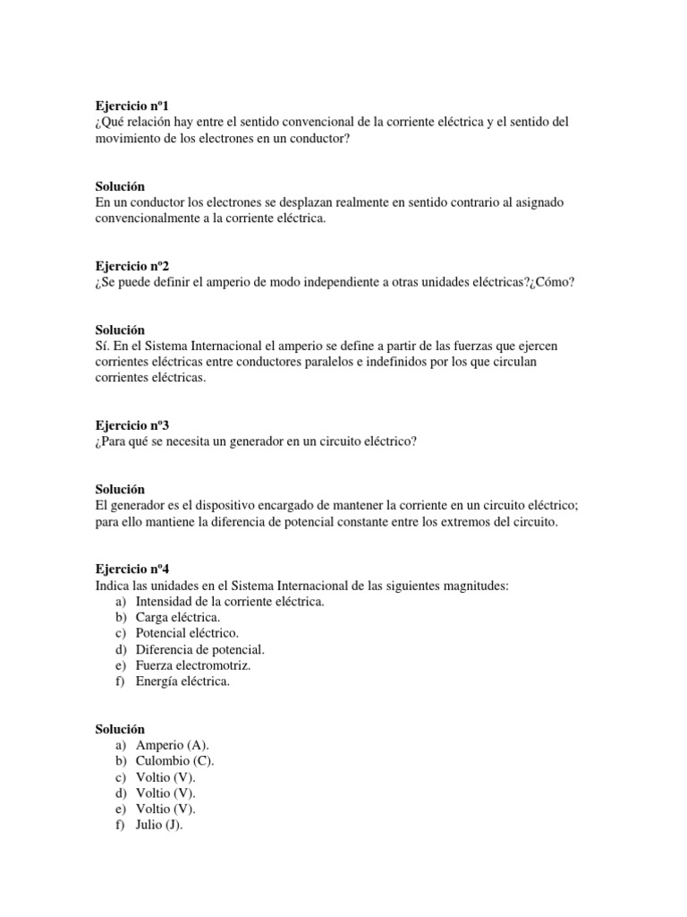 Problemas Resueltos Corriente Eléctrica | PDF | Electricidad | Resistencia Eléctrica y Conductancia