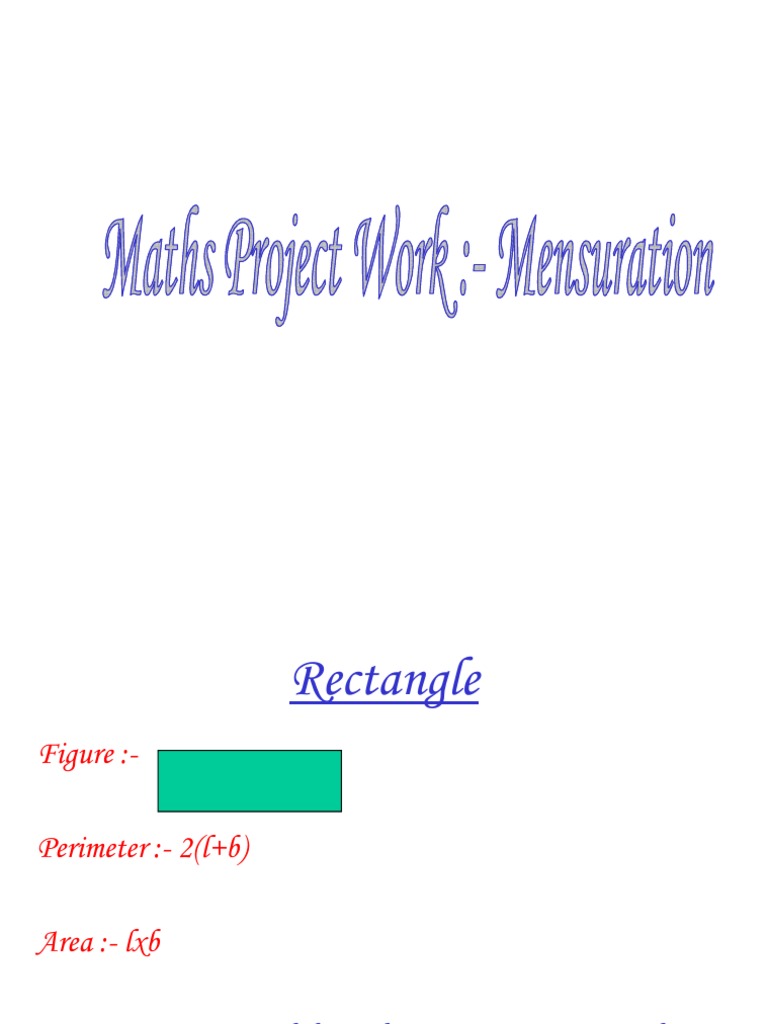 Mensuration-Maths Project Work | PDF | Rectangle | Area