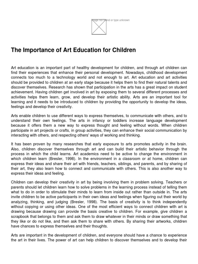 The Importance of Art Education For Children | PDF | Child Development ...