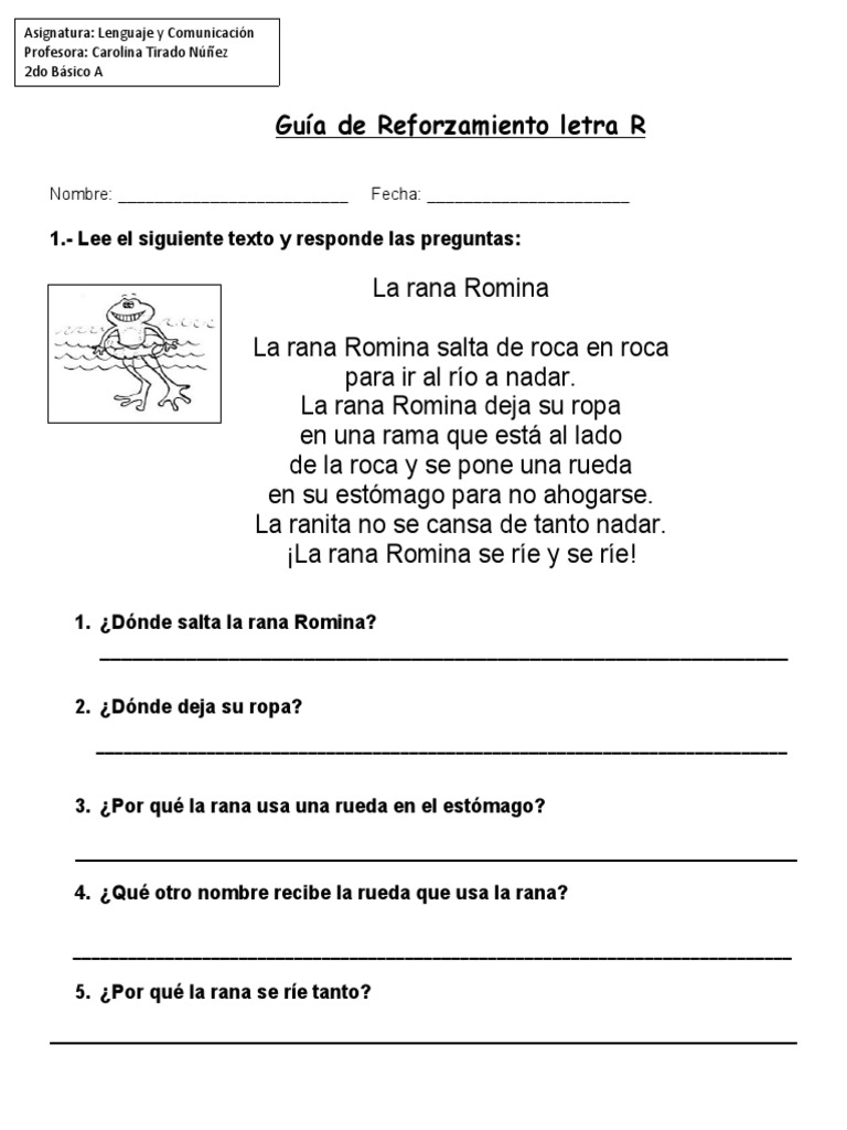 Guia de Reforzamiento Letra R | PDF