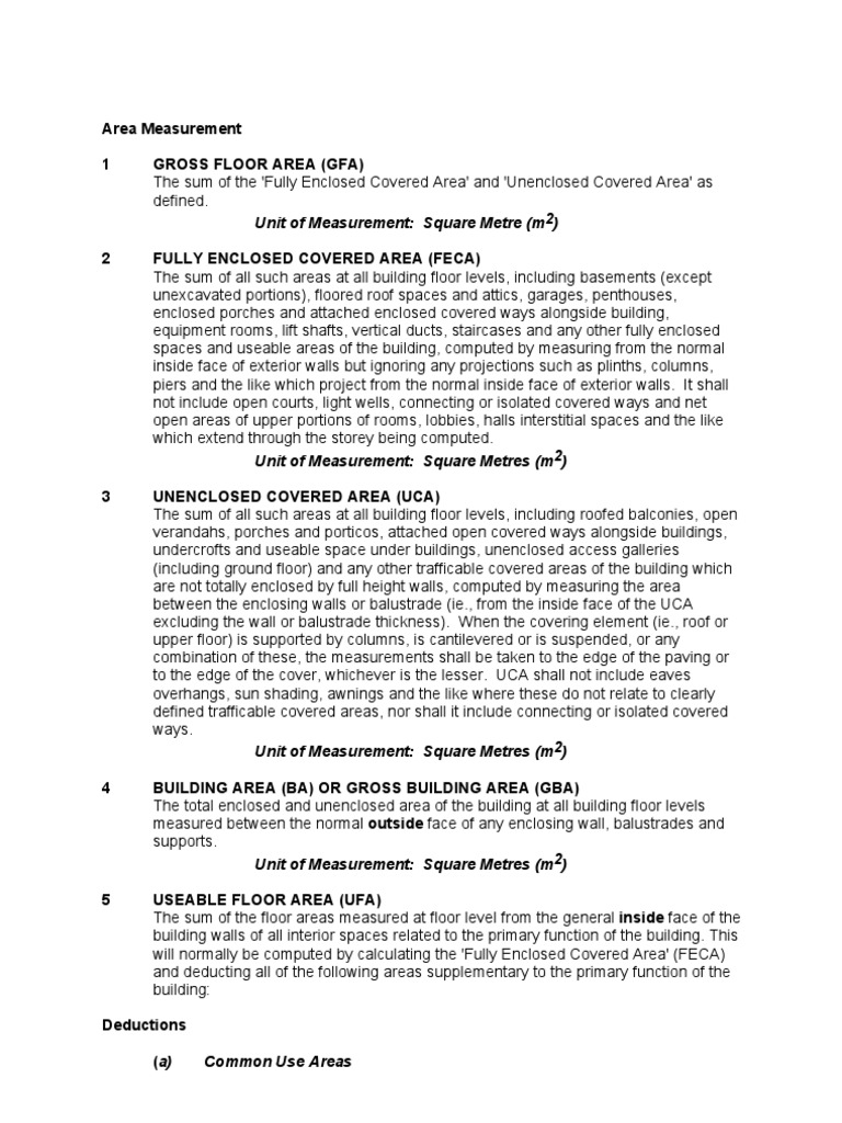 Area Measurement Definitions in Construction | PDF | Buildings And ...