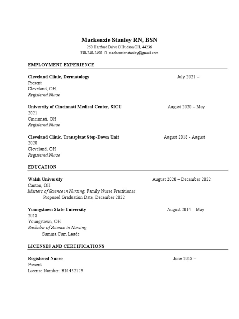 Mackenzie Stanley CV | PDF