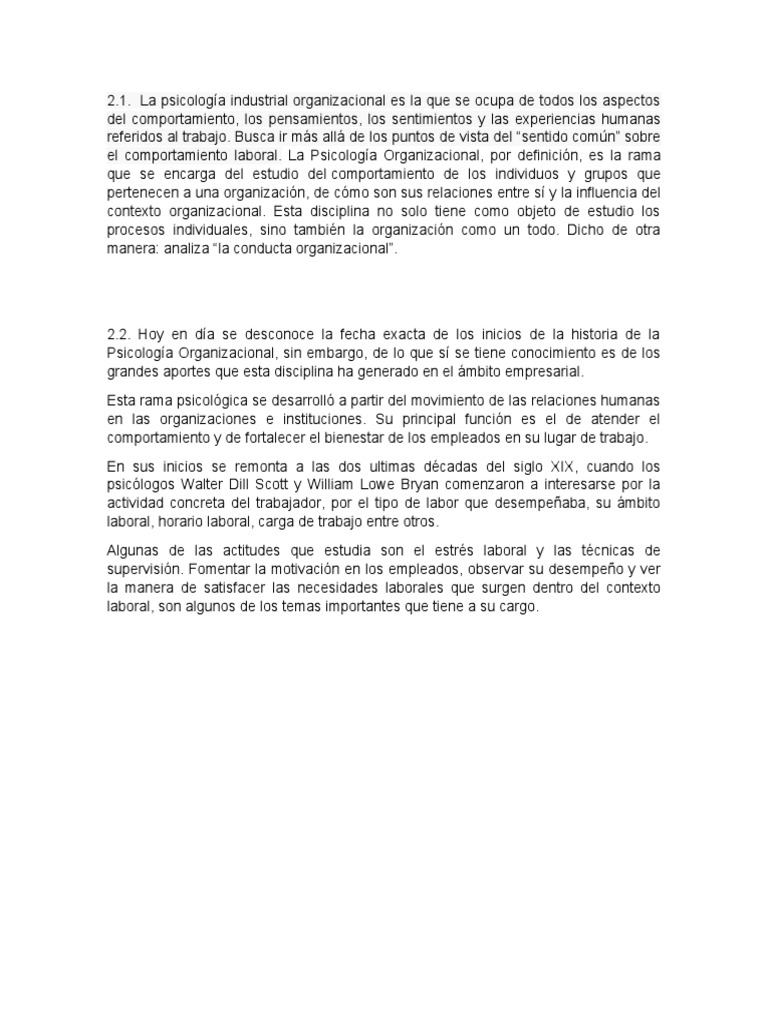 La Psicología Industrial Organizacional Es La Que Se Ocupa de Todos Los ...