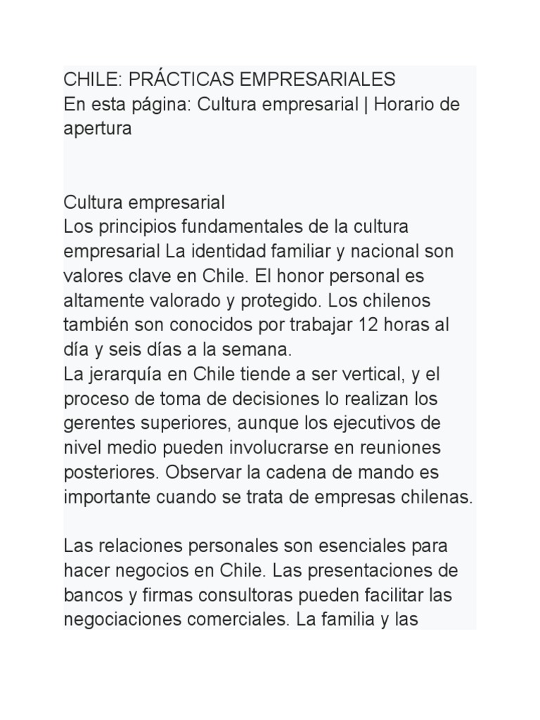 Doing Business in Chile | PDF | Chile | Santiago