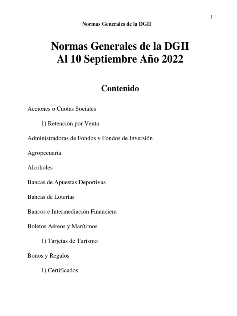 Normas Generales de La DGII A Sept 2022 | PDF
