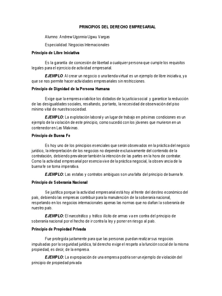 Principios Del Derecho Empresarial - Ugwu Andrew | PDF Principios Del Derecho Empresarial - Ugwu Andrew | PDF