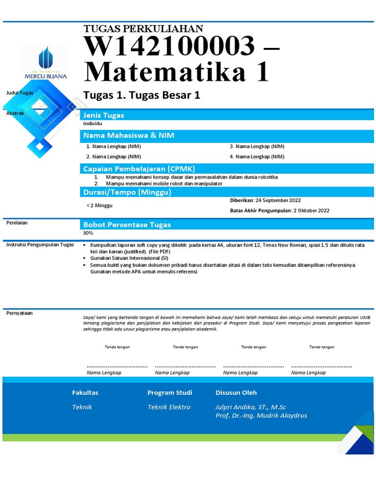 RTM 01 - Matematika 1 Ganjil 22-23 | PDF