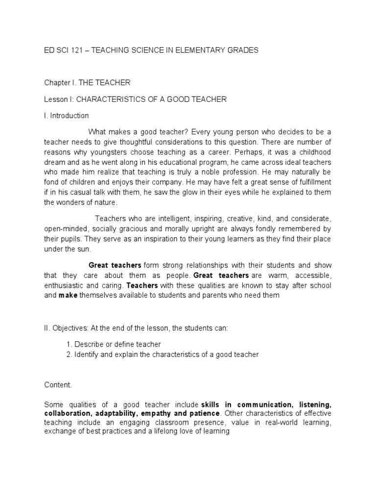 ED SCI 121 For Posting Chapter1 | PDF | Teachers | Teaching Method