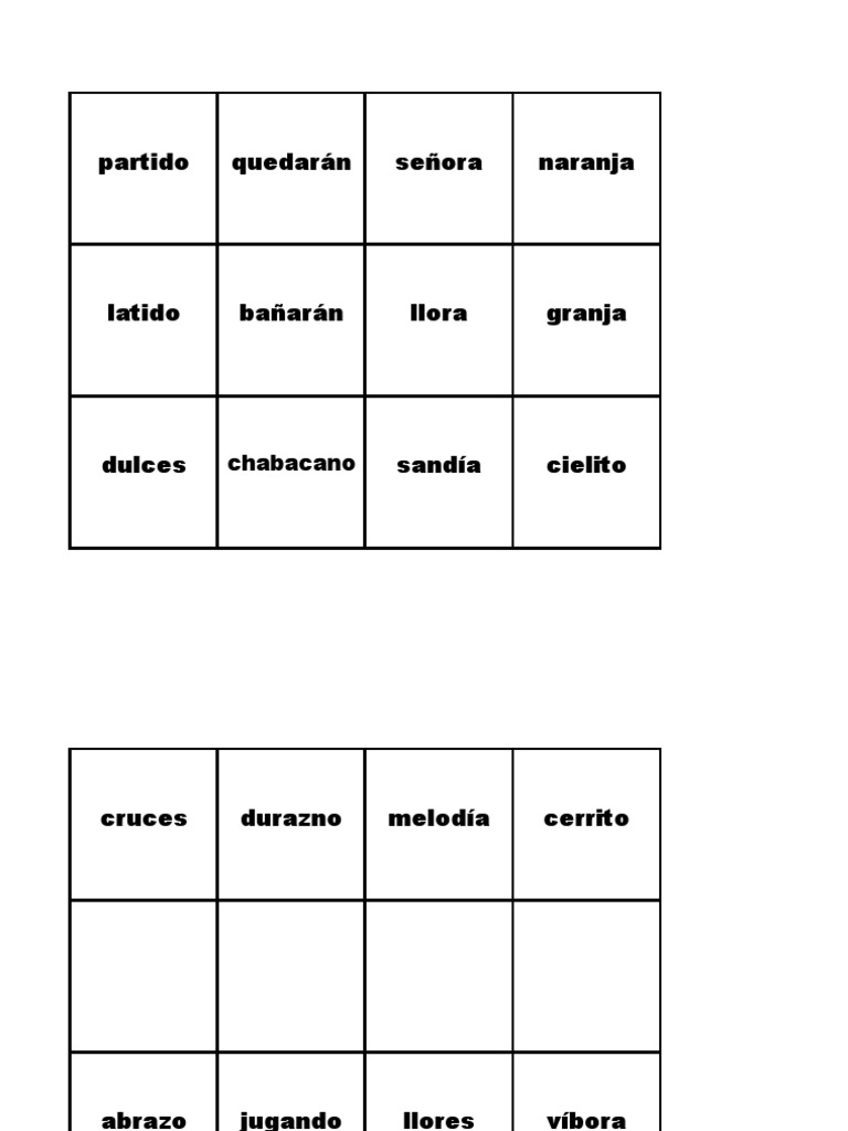 Memorama de Palabras Que Riman | PDF