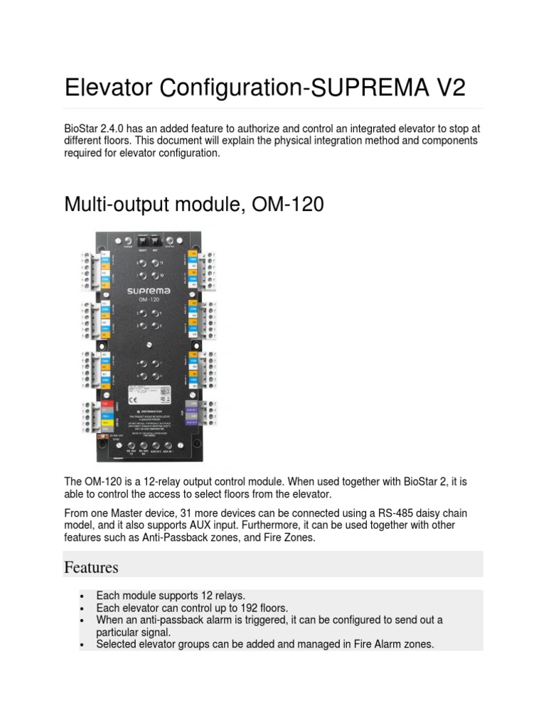 Elevator Configuration OM120 | PDF | Elevator | Computing