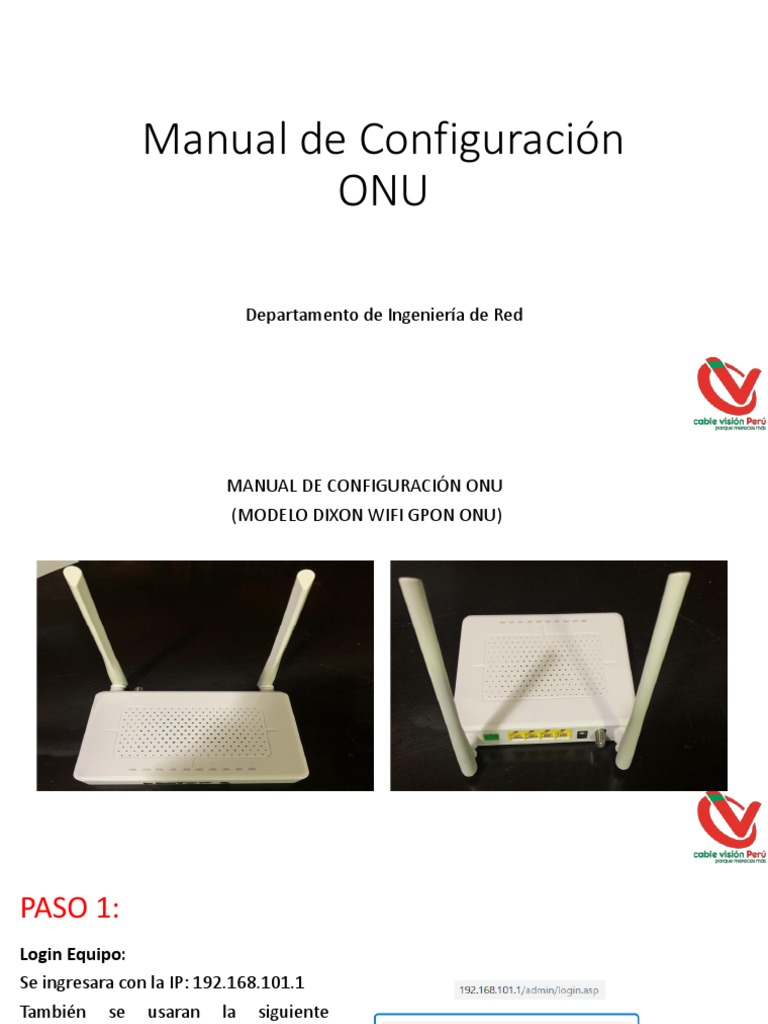 Manual de Configuracion ONU DIXON WIFI GPON ONU 4PORT RF - Ingenieria ...