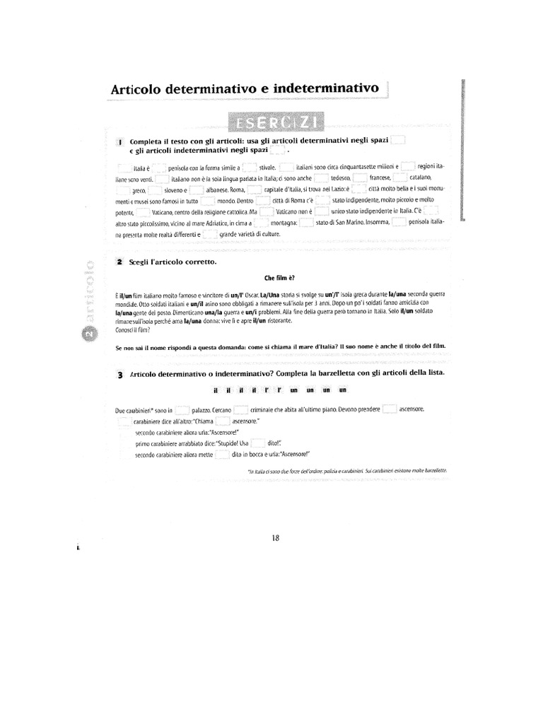 Articoli Determinativi e Indeterminativi | PDF