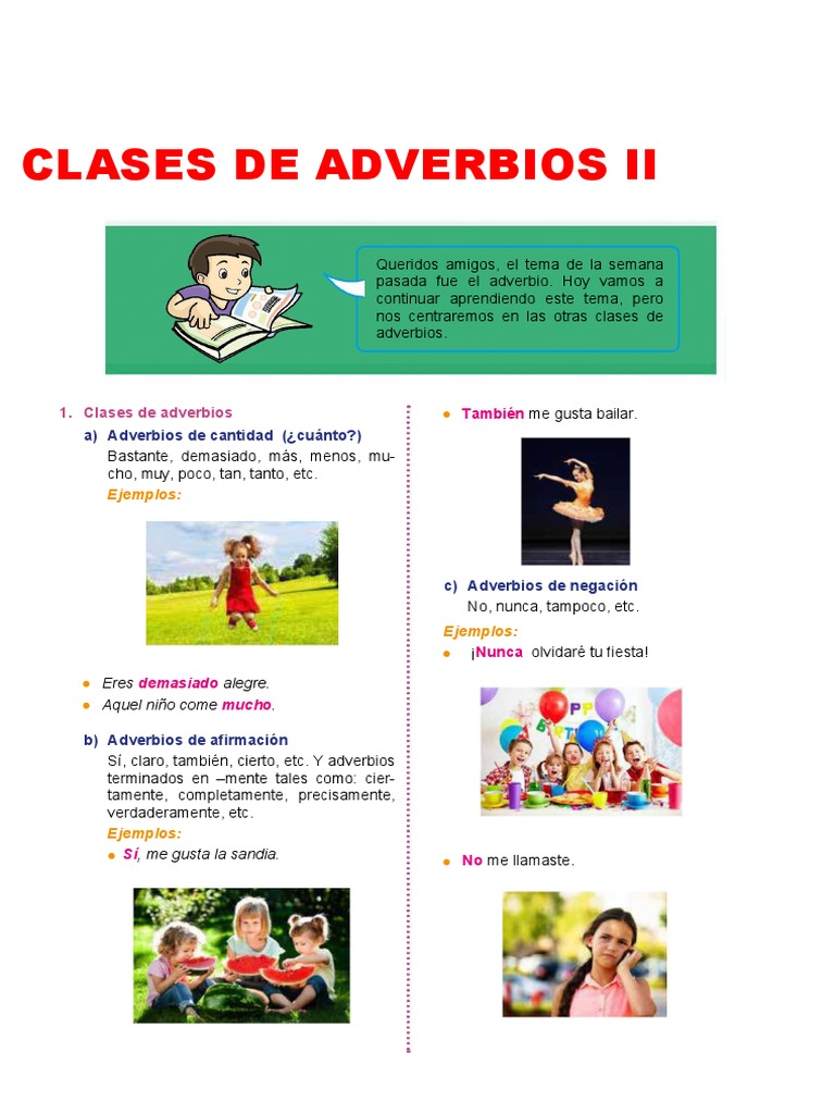 Clases de Adverbios y Ejemplos | PDF | Adverbio