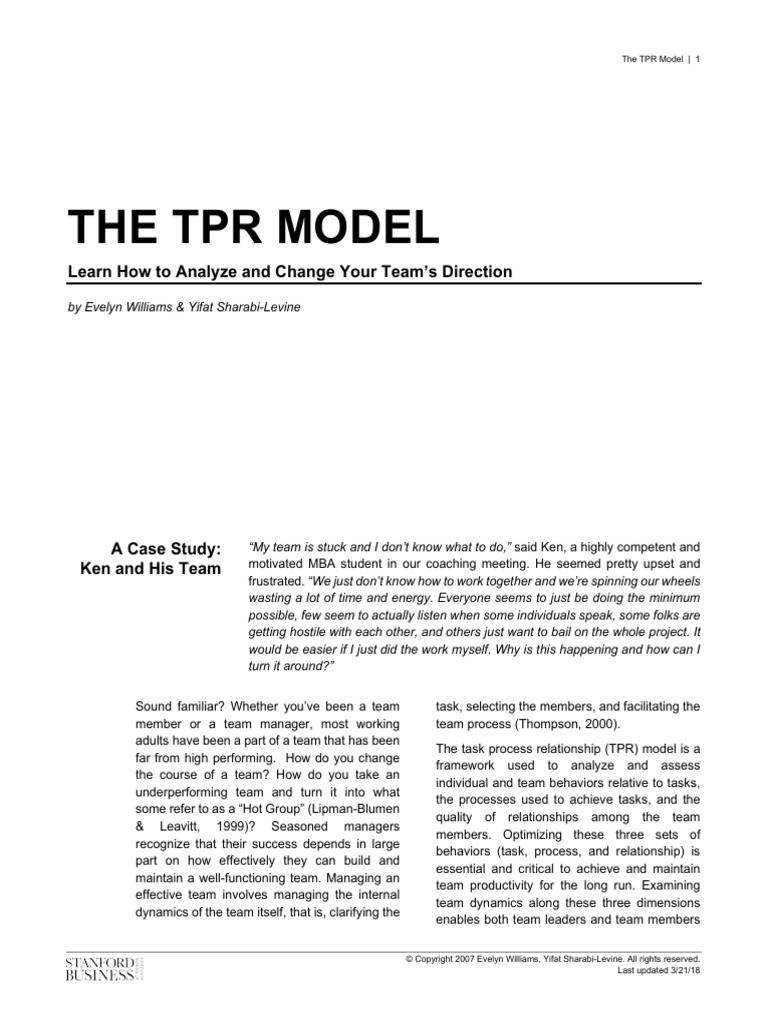 TPR Model | PDF | Communication | Decision Making