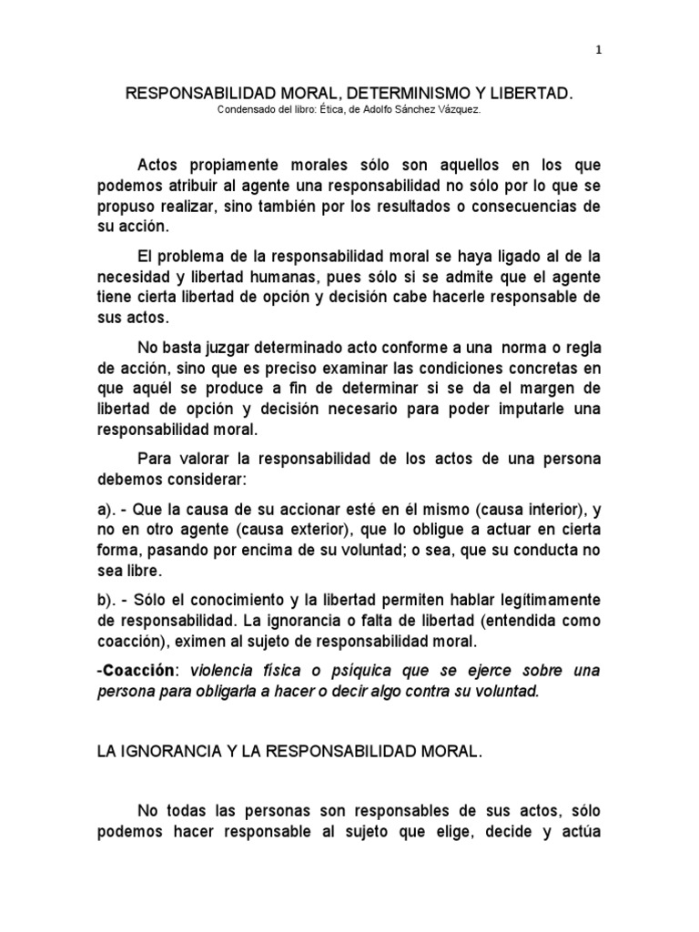 Responsabilidad Moral | PDF | Libertad | Moralidad