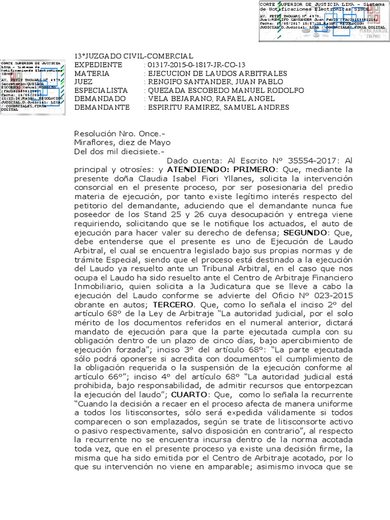 Improcedencia de Litis Consorcio en Ejecución | PDF | Reunión | Ley Pública