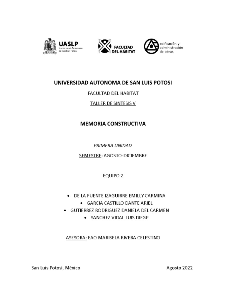Memoria Constructiva | PDF
