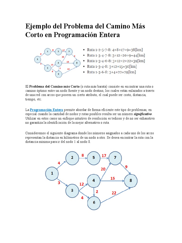 Ruta más corta en programación entera | PDF | Programación de ...