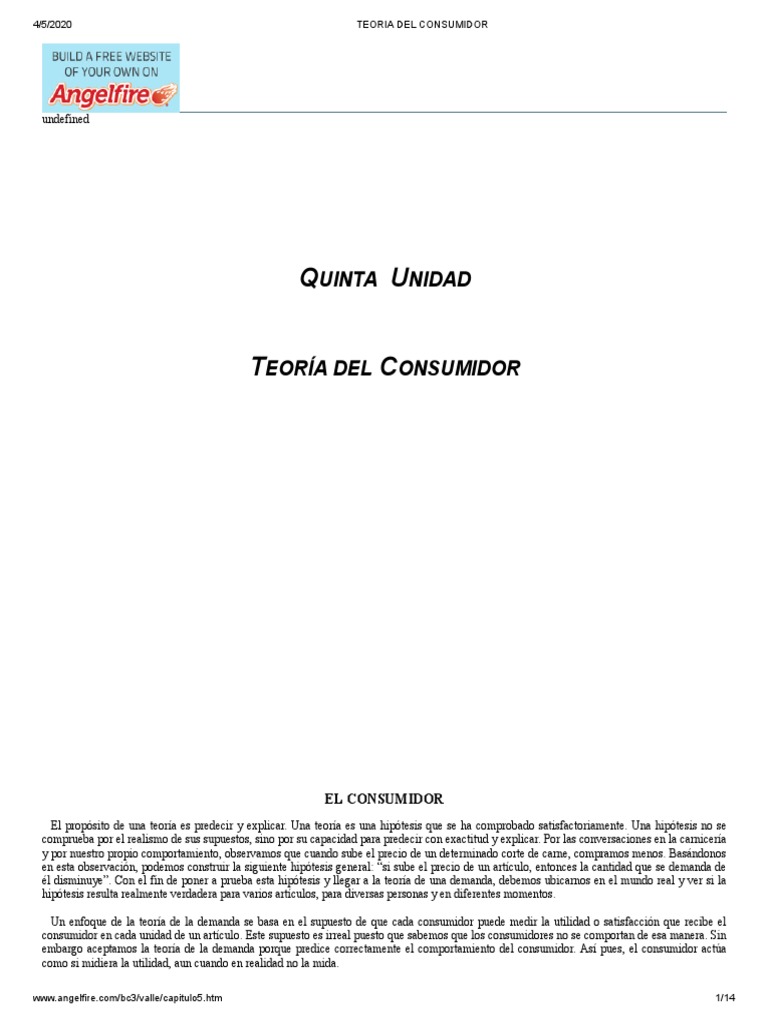 Teoria Del Consumidor | PDF | Utilidad | Utilidad marginal