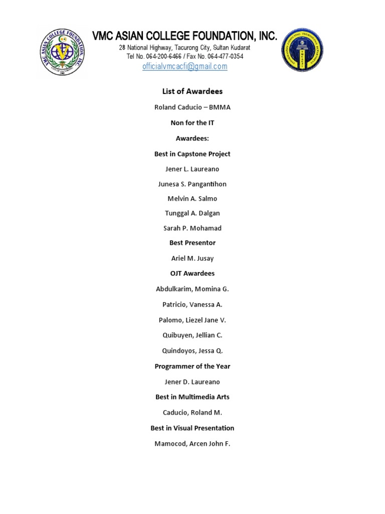 List of Awardees | PDF