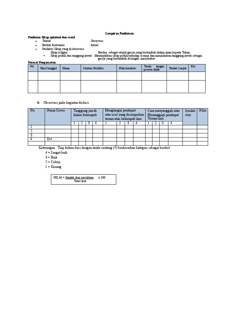 Format Penilaian RPP | PDF