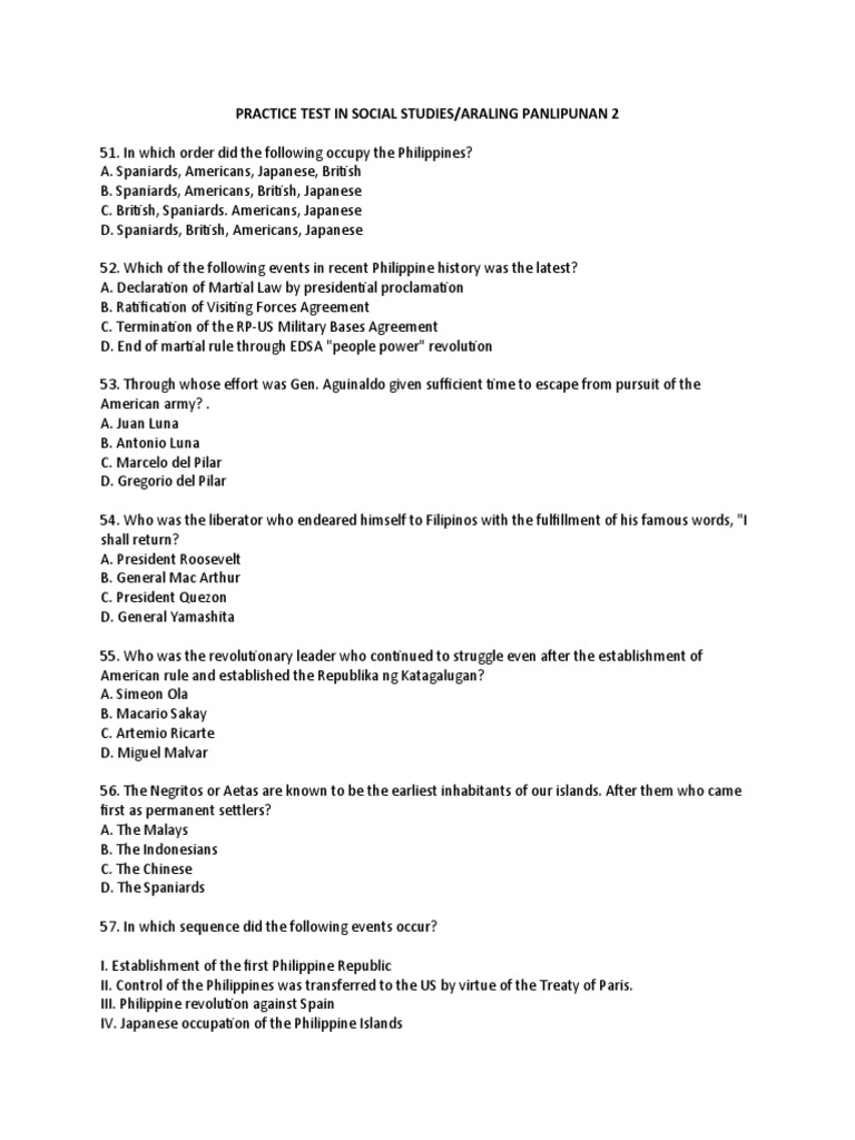 Social Studies Practice Test 2 | PDF | Capitalism | Philippines