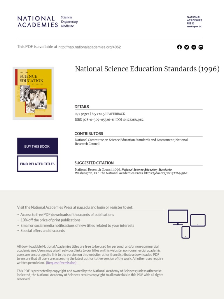 National Science Education Standards (1996) : This PDF Is Available at ...