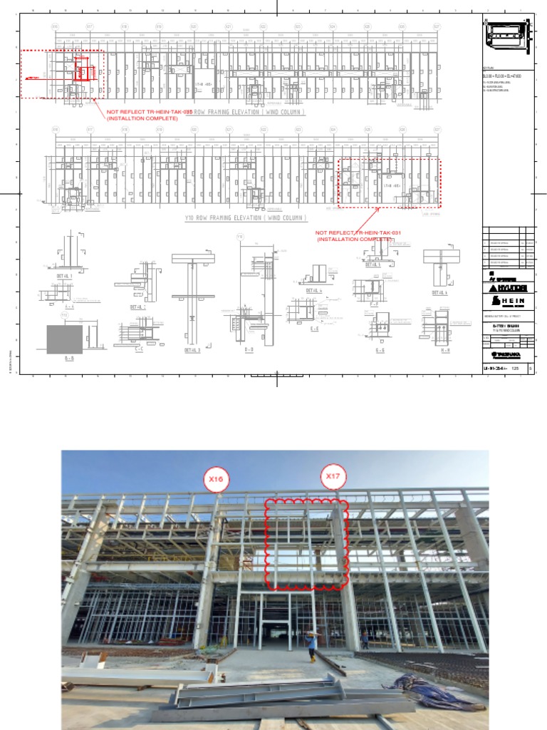 Y1 Row Framing Elevation (Wind Column) : Not Reflect Tr-Hein-Tak-035 ...