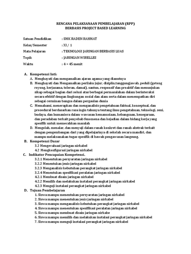 Contoh RPP Pembelajaran Berbasis Proyek | PDF | Seni