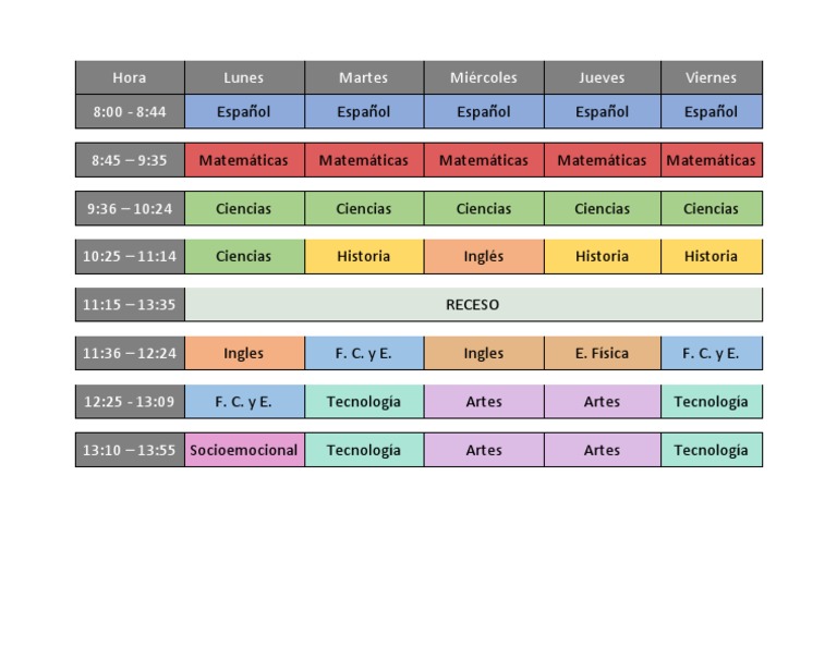 Horario de Clases 3ro | PDF