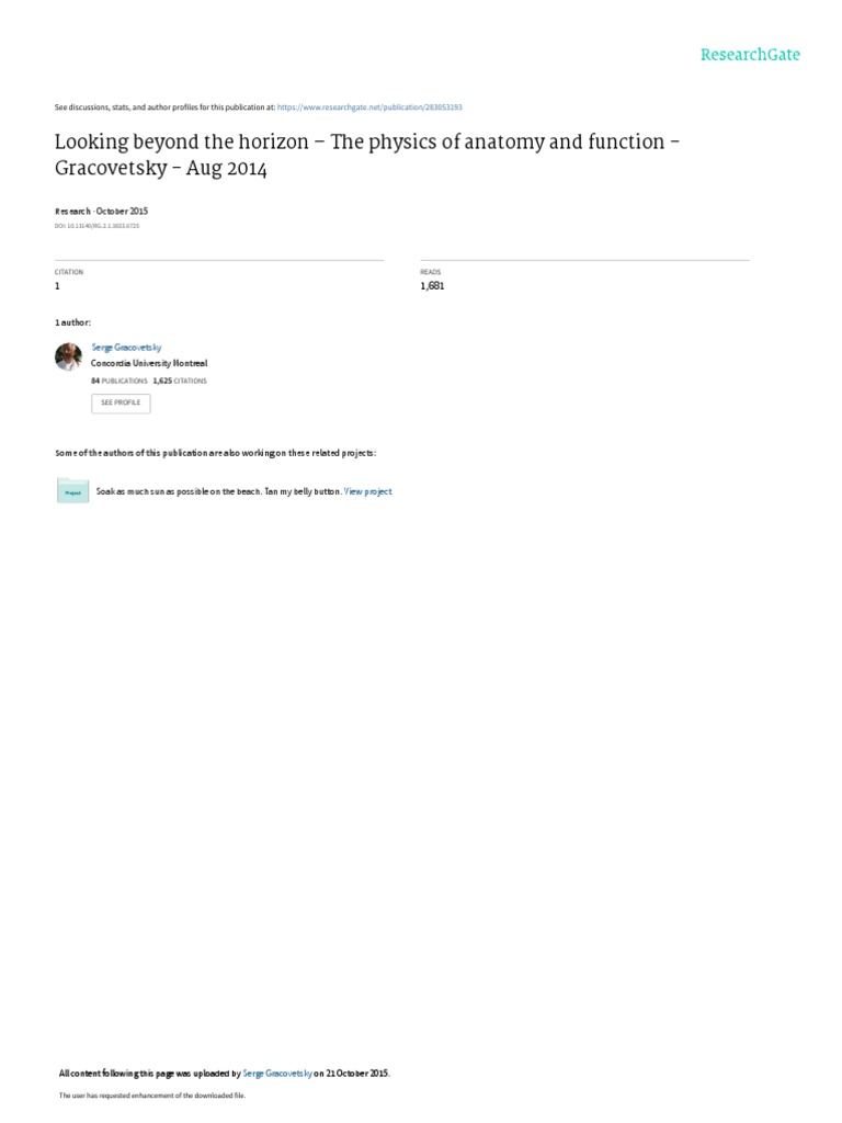 Looking Beyond The Horizon - The Physics of Anatomy and Function ...