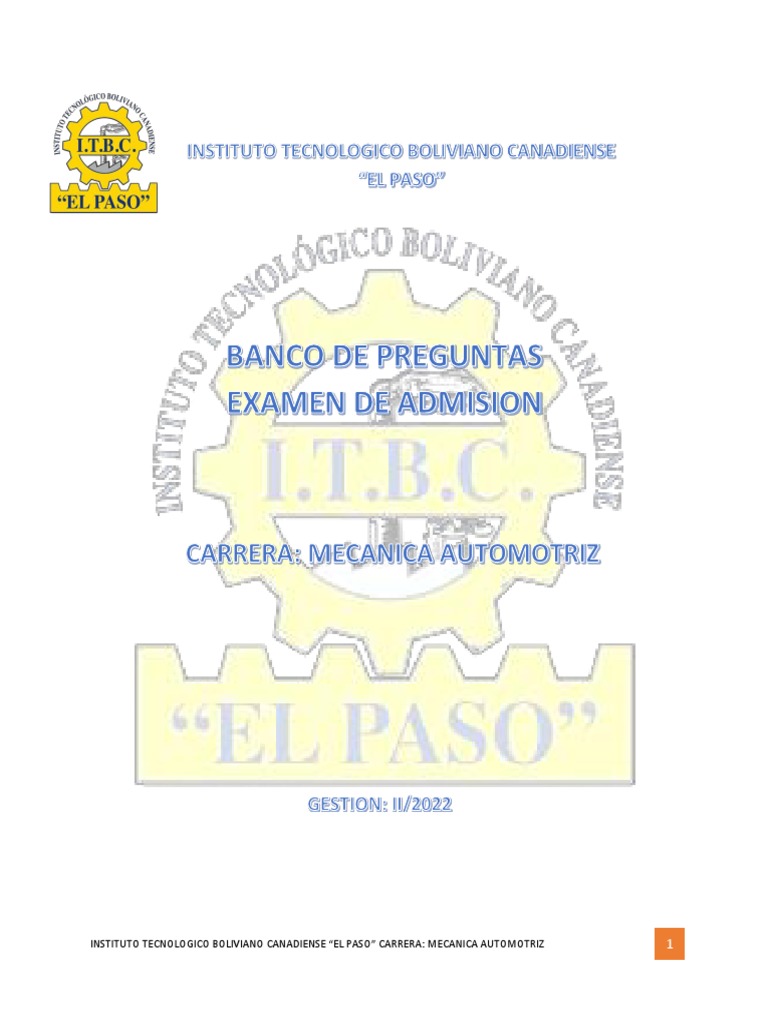 Banco de Preguntas-Mecanica-Automotriz-Itbc-Elpaso | PDF | Sustracción | Metrología