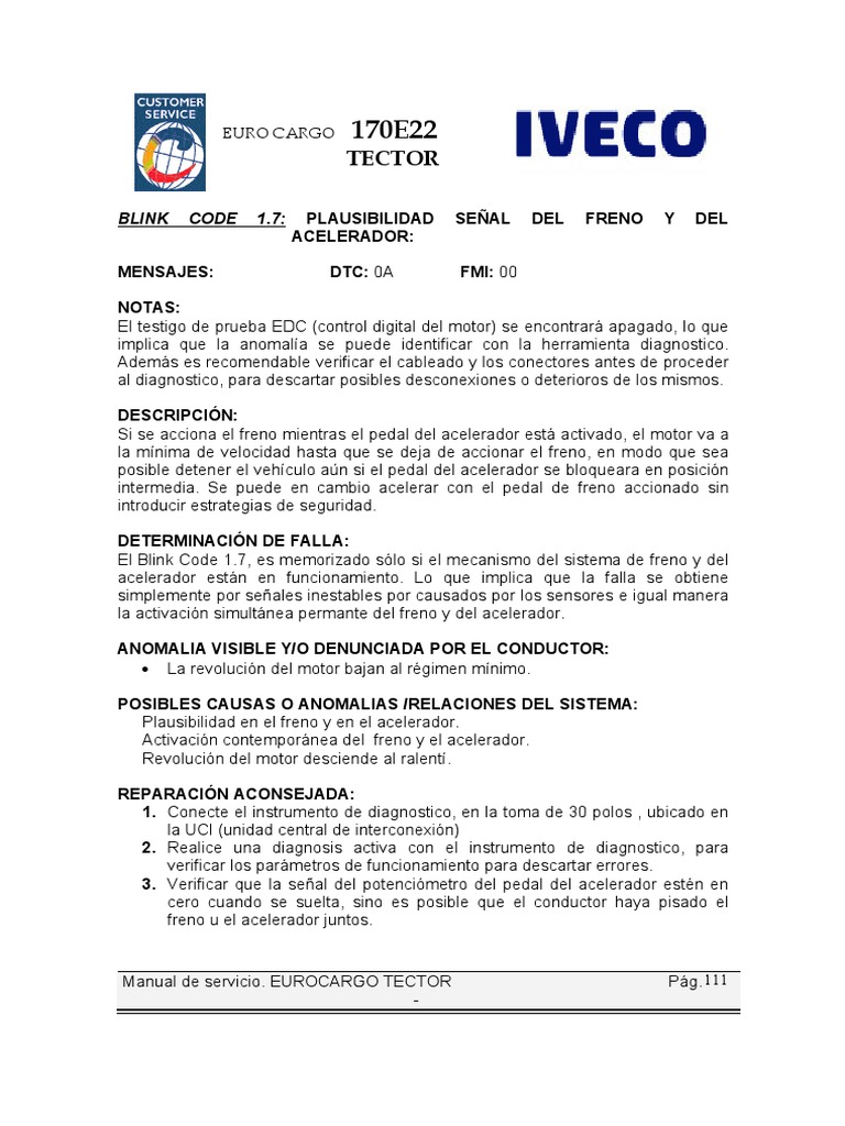 Códigos Blink en Eurocargo Tector | PDF | Acelerador | Tecnología de ...