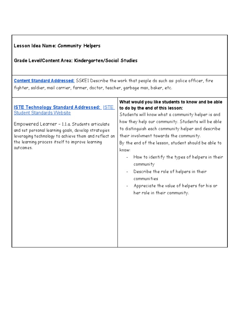 Understanding Community Helpers in Kindergarten | PDF | Social Science ...