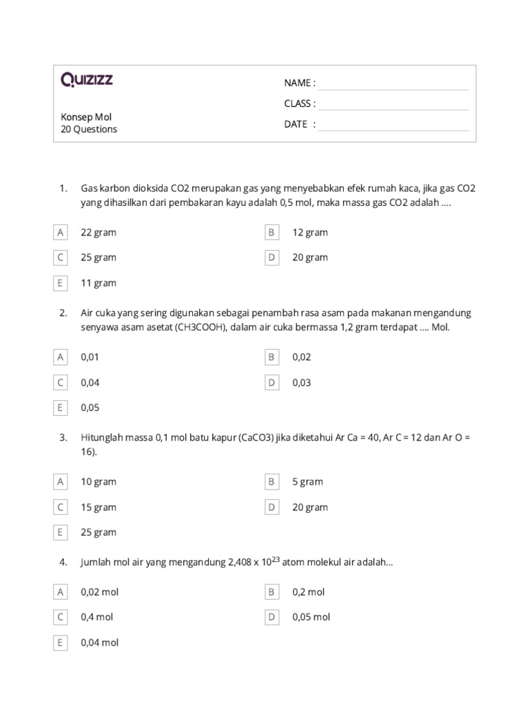 Latihan Soal Konsep Mol | PDF