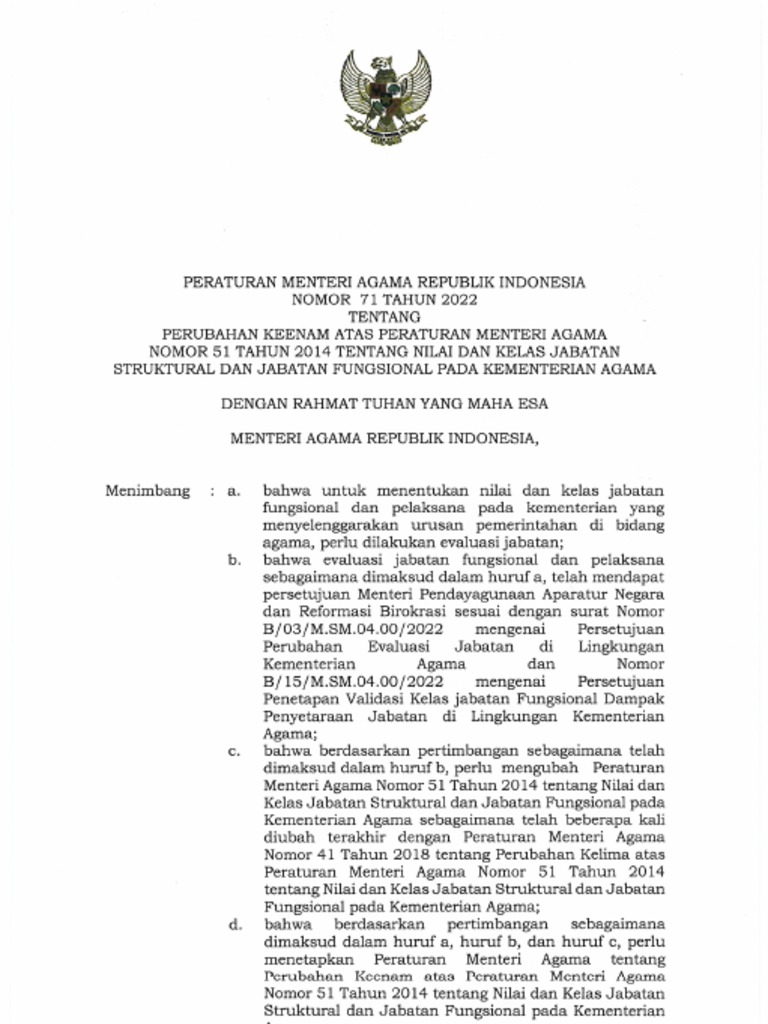 PMA No. 71 Tahun 2022 TTG Perubahan Ke Enam Atas PMA No. 51 Tahun 2014 ...