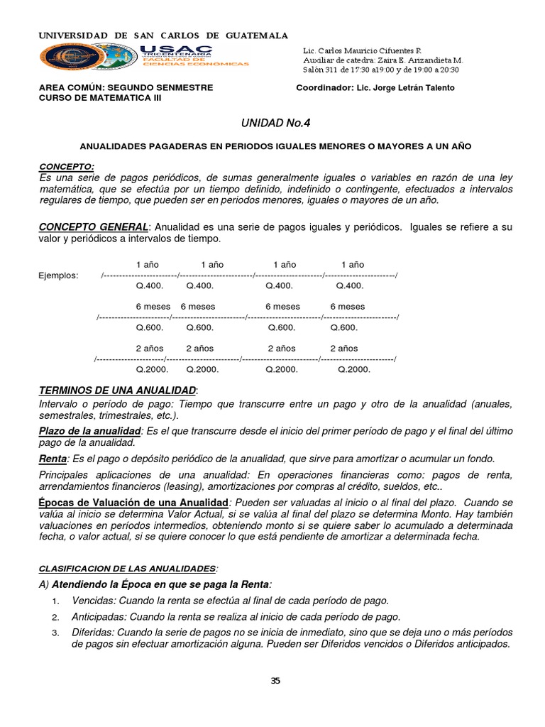 MATE-III-UNIDAD-No.-4-ANUALIDADES MATERIAL DE APOYO SEPTIEMBRE 2021 | PDF