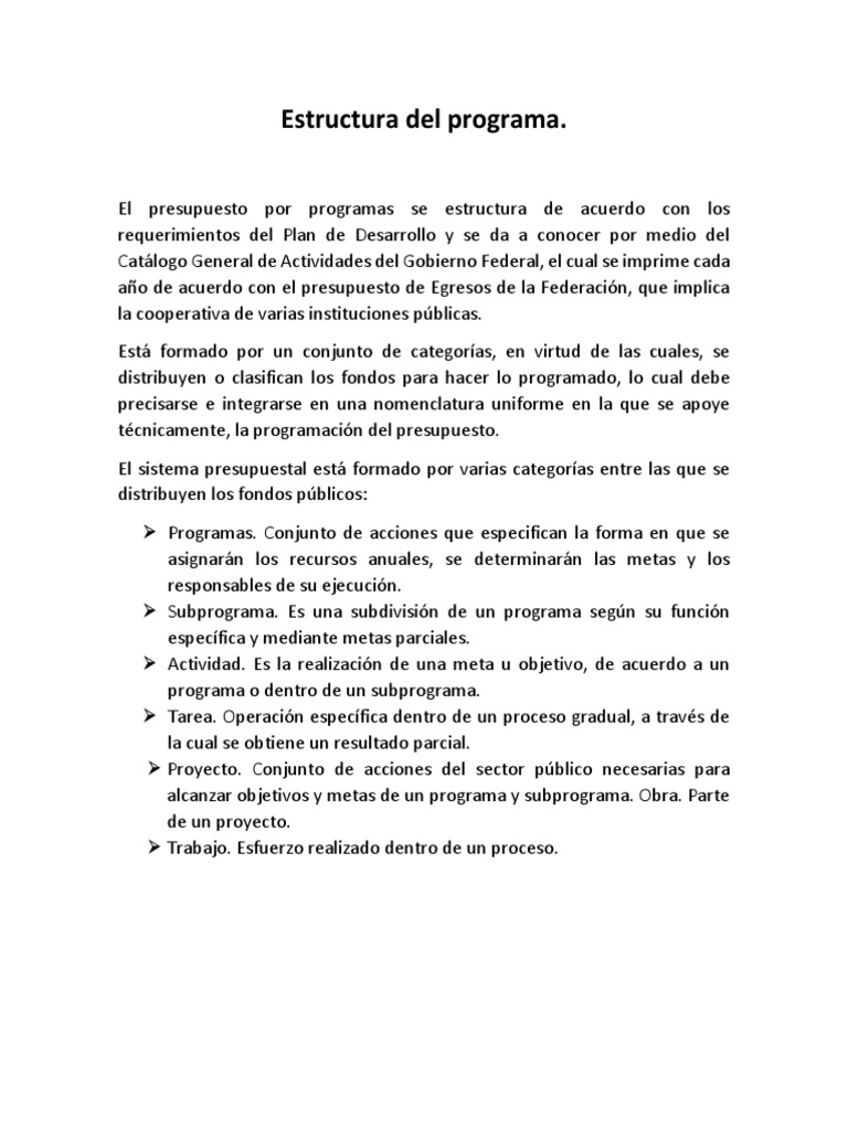Estructura Del Programa. | PDF | Negocios | Finanzas y dinero