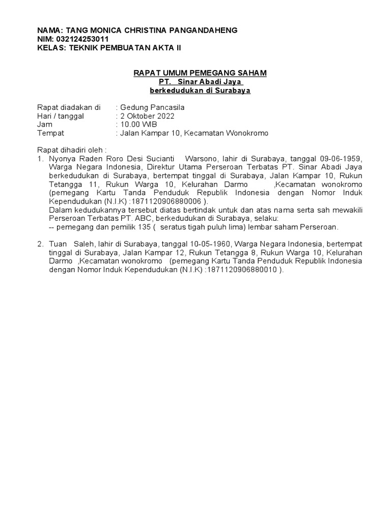 Notulen RUPS Perub Masa Jabatan (Kosong) | PDF