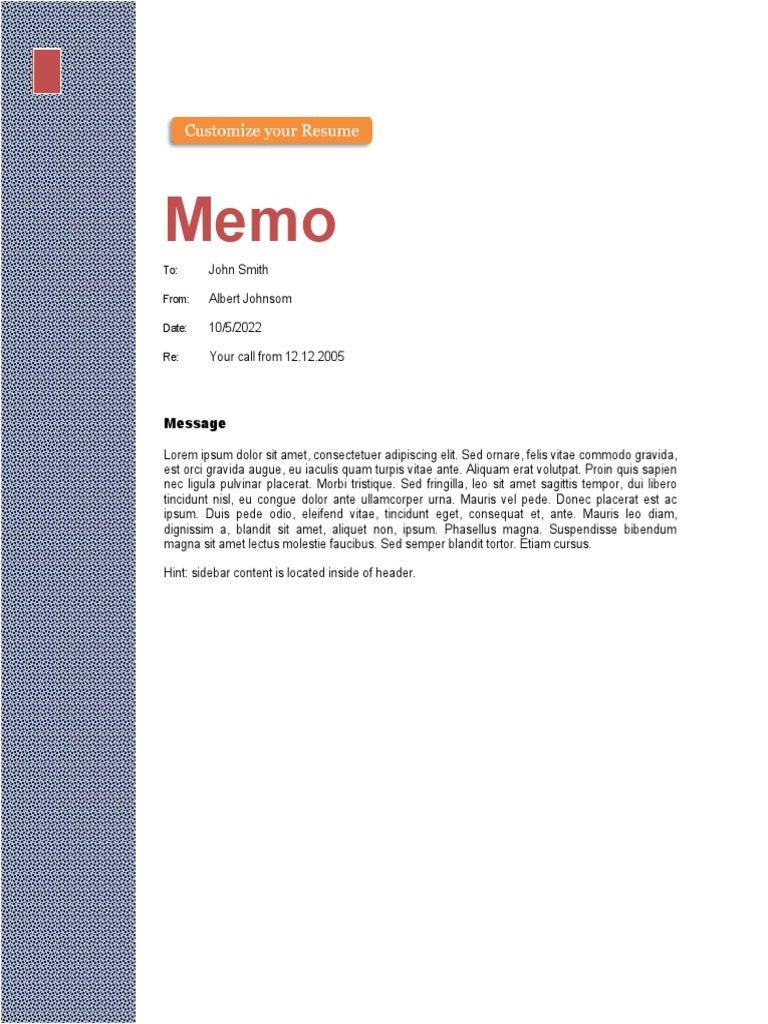 Red Sidebar Business Memo | PDF | Career & Growth