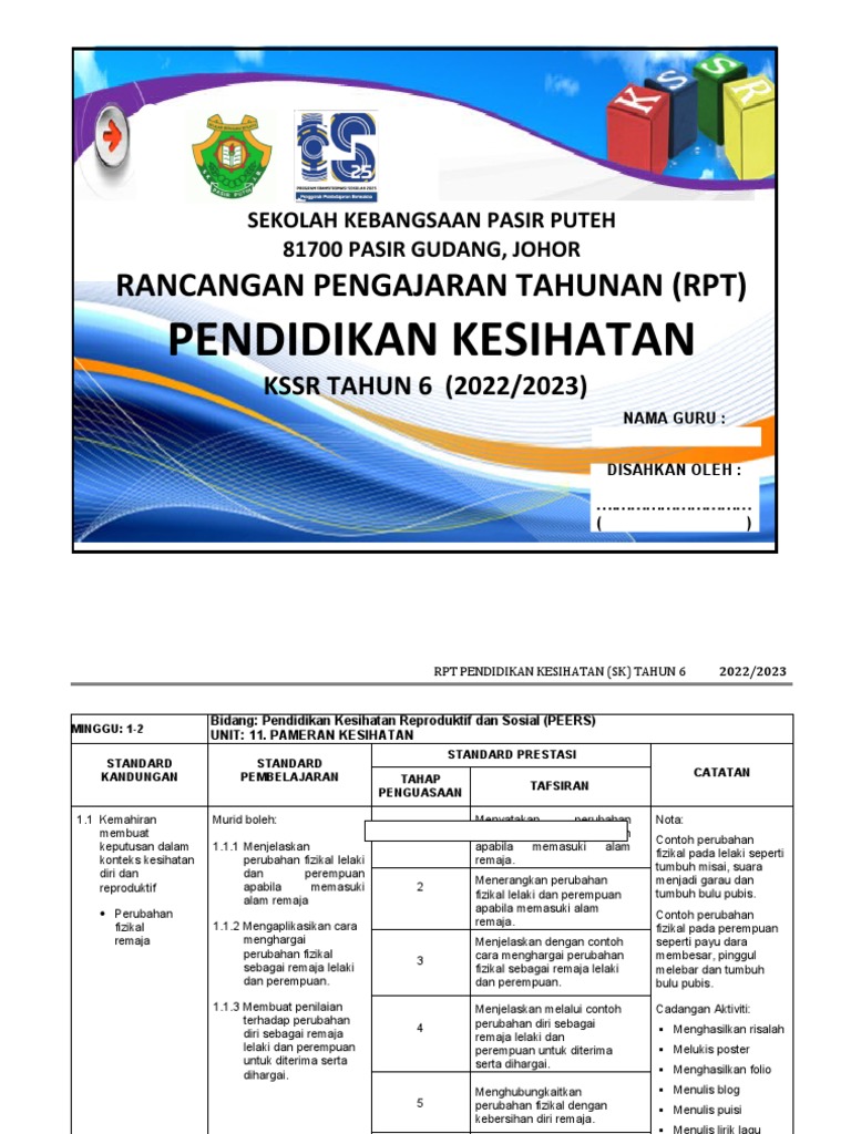 RPT PK Tahun 6 2022-2023 | PDF