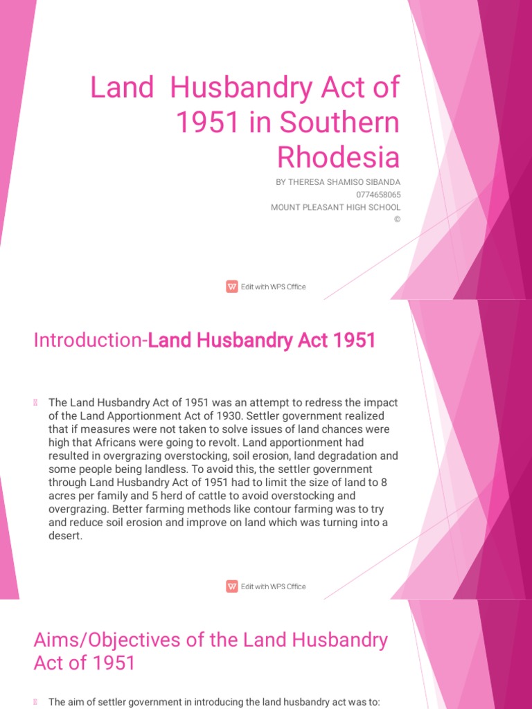Land Husbandry Act of 1951 in Southern Rhodesia | PDF