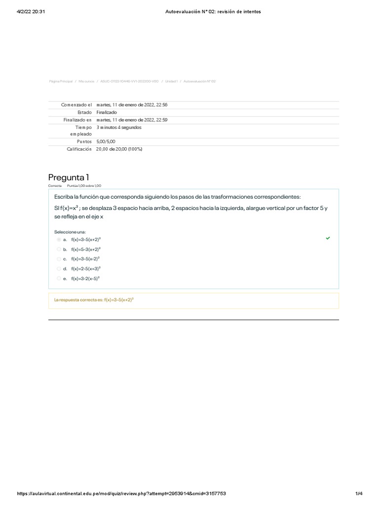 Autoevaluación #02 - MATEMA 2.1 | PDF