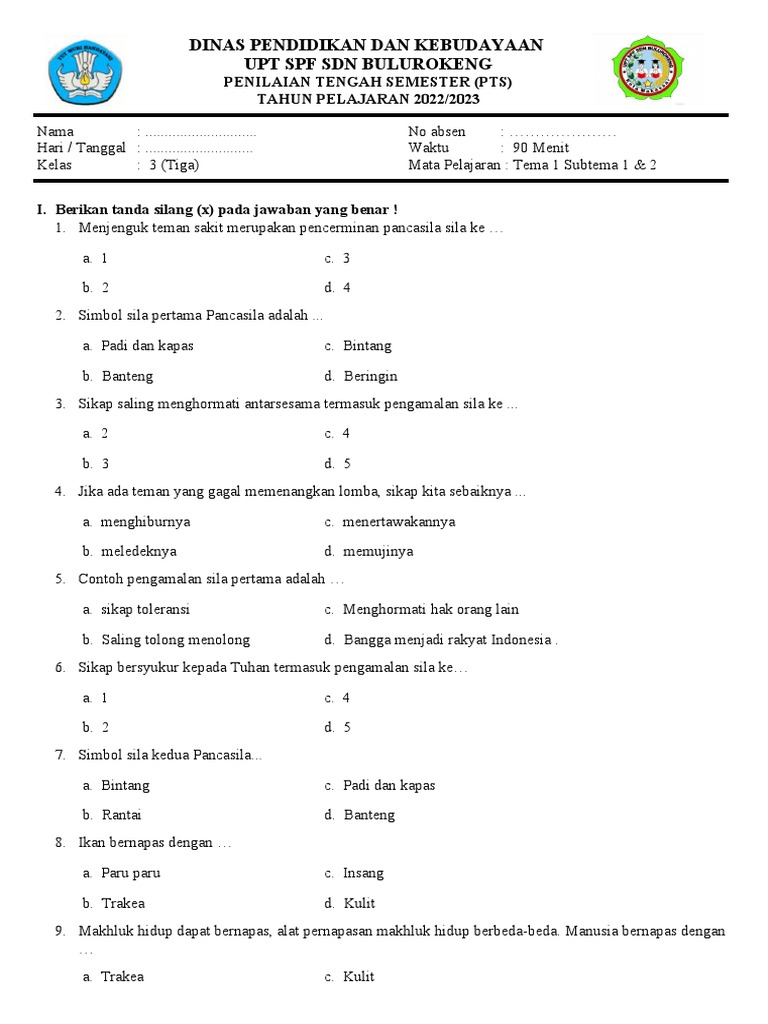 PTS Ganjil 2022 | PDF